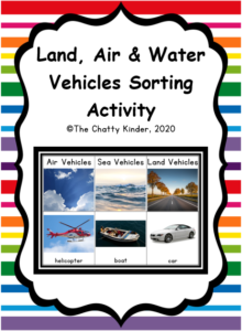 (FREE!) Land, Air and Water Vehicle Sorting Activity - The Chatty Kinder
