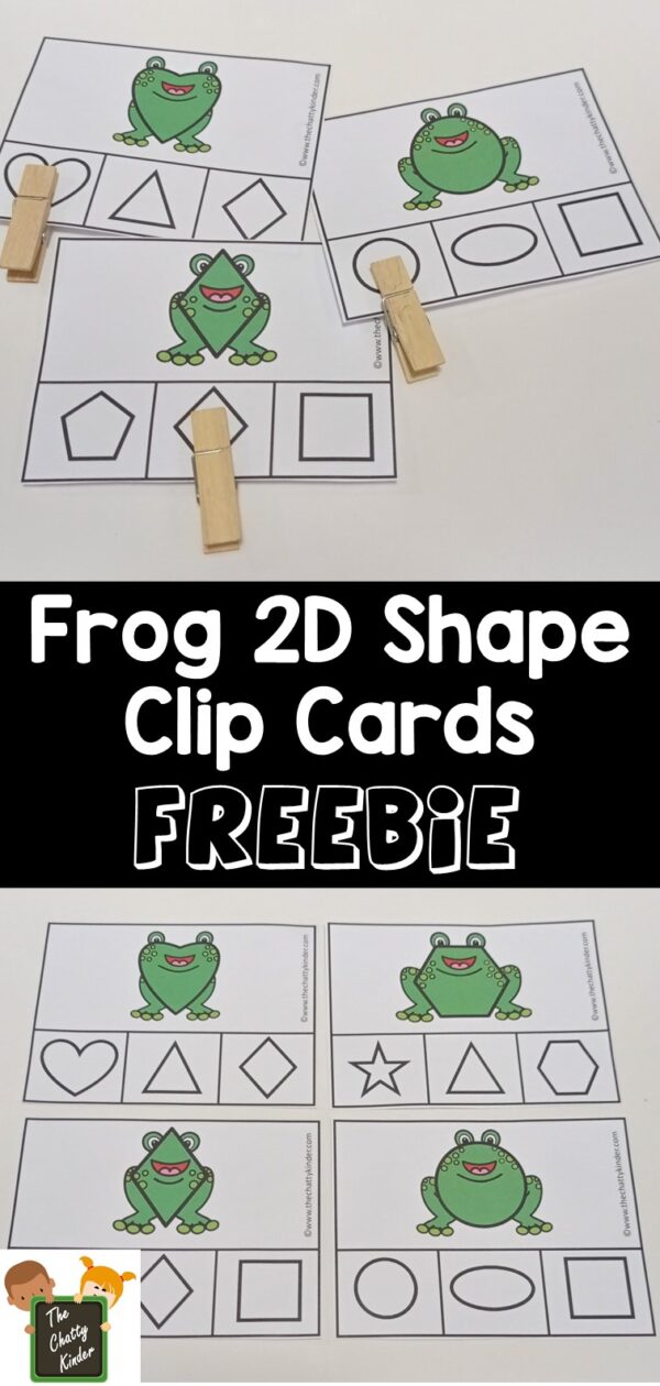 2D Shape Printable - Frog 2D Shape Clip Cards - The Chatty Kinder