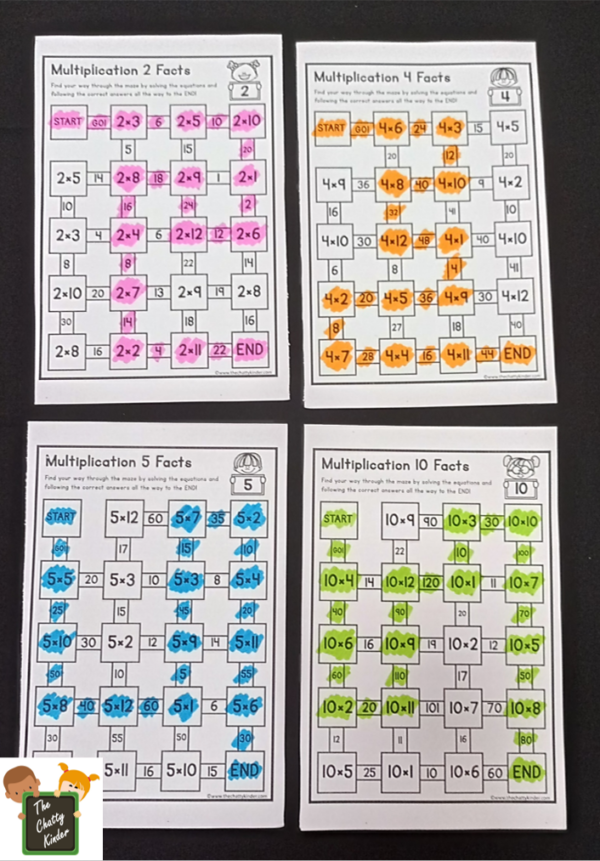 No Prep Multiplication Mazes Free Printable - The Chatty Kinder