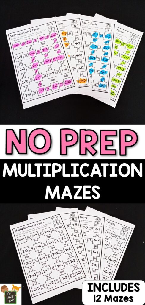 No Prep Multiplication Mazes Free Printable - The Chatty Kinder