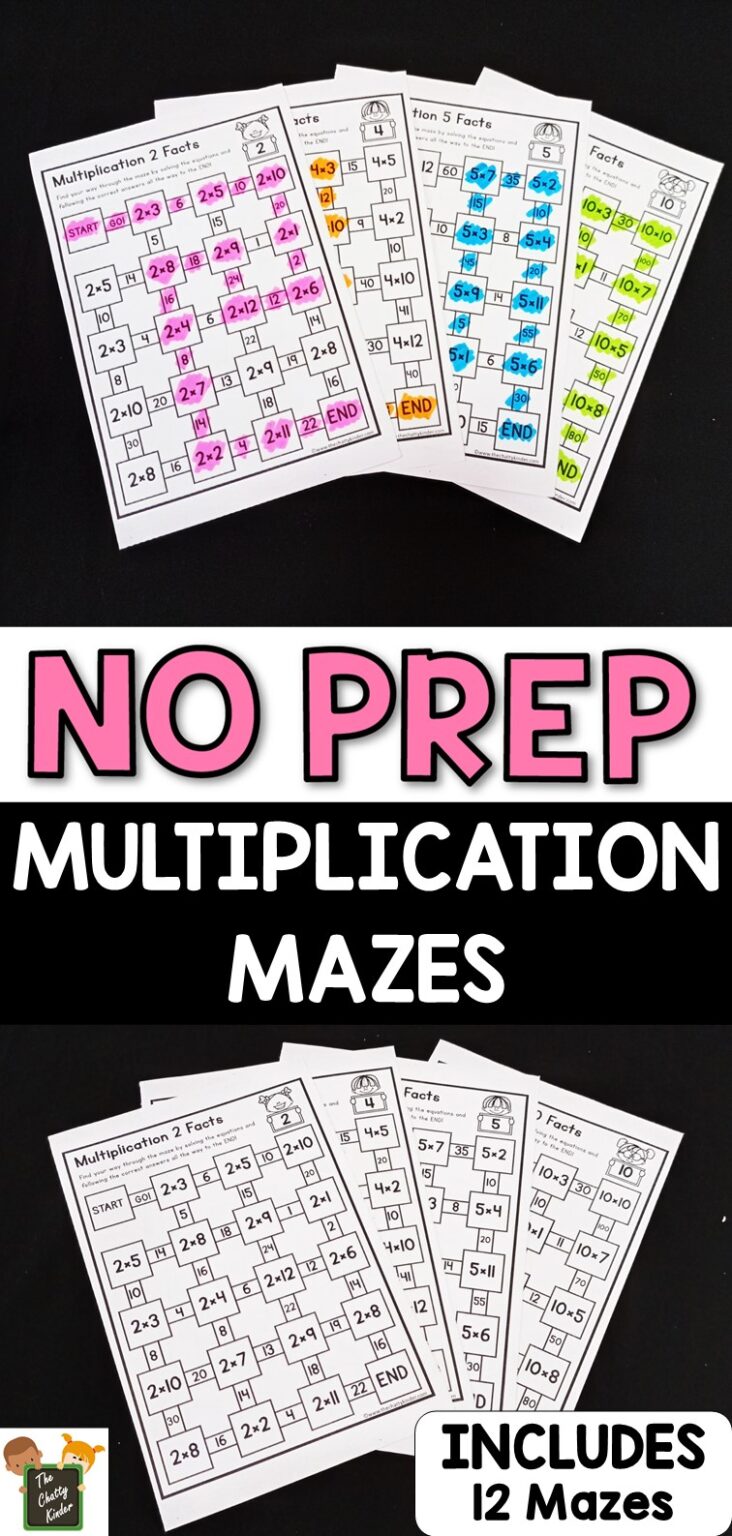No Prep Multiplication Mazes Free Printable - The Chatty Kinder