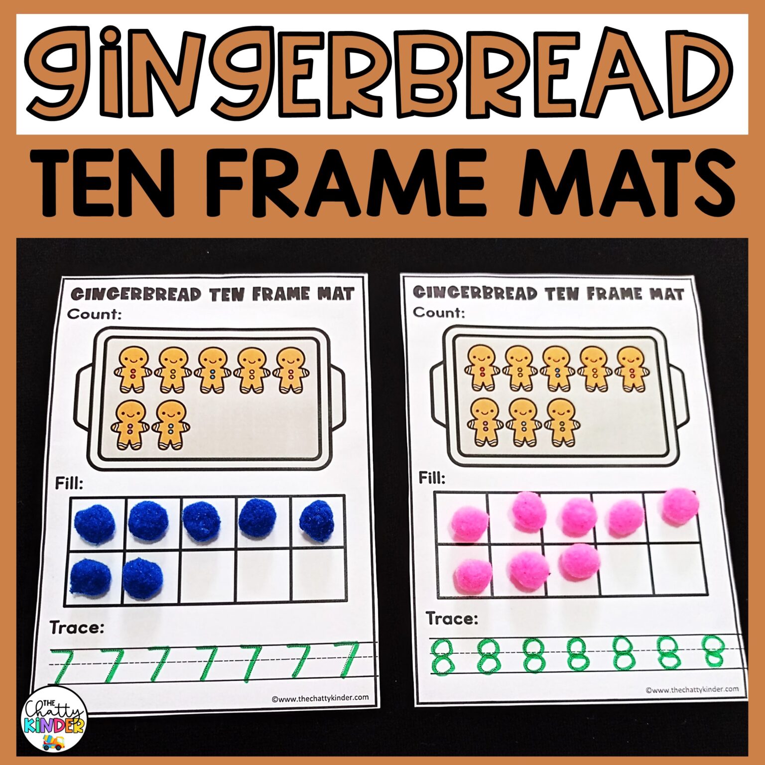 Gingerbread Ten Frame Mats - The Chatty Kinder