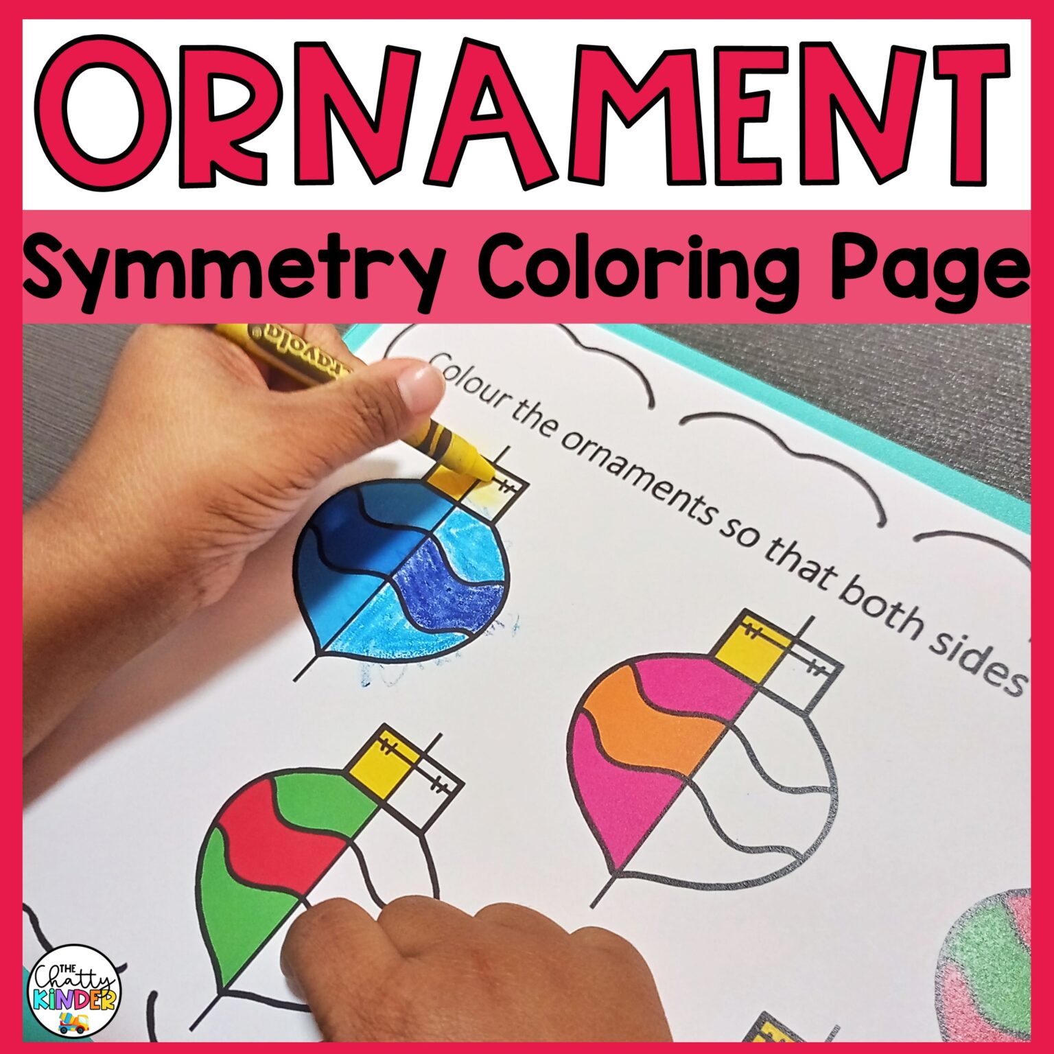 Ornament Symmetry Coloring Page Activity - The Chatty Kinder