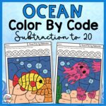 Ocean Color By Number - Subtraction to 20 - The Chatty Kinder
