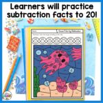 Ocean Color By Number - Subtraction to 20 - The Chatty Kinder