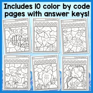 Ocean Color By Number - Subtraction to 20 - The Chatty Kinder