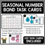 Number Bond Activity Task Cards | Seasonal Math Centers - The Chatty Kinder