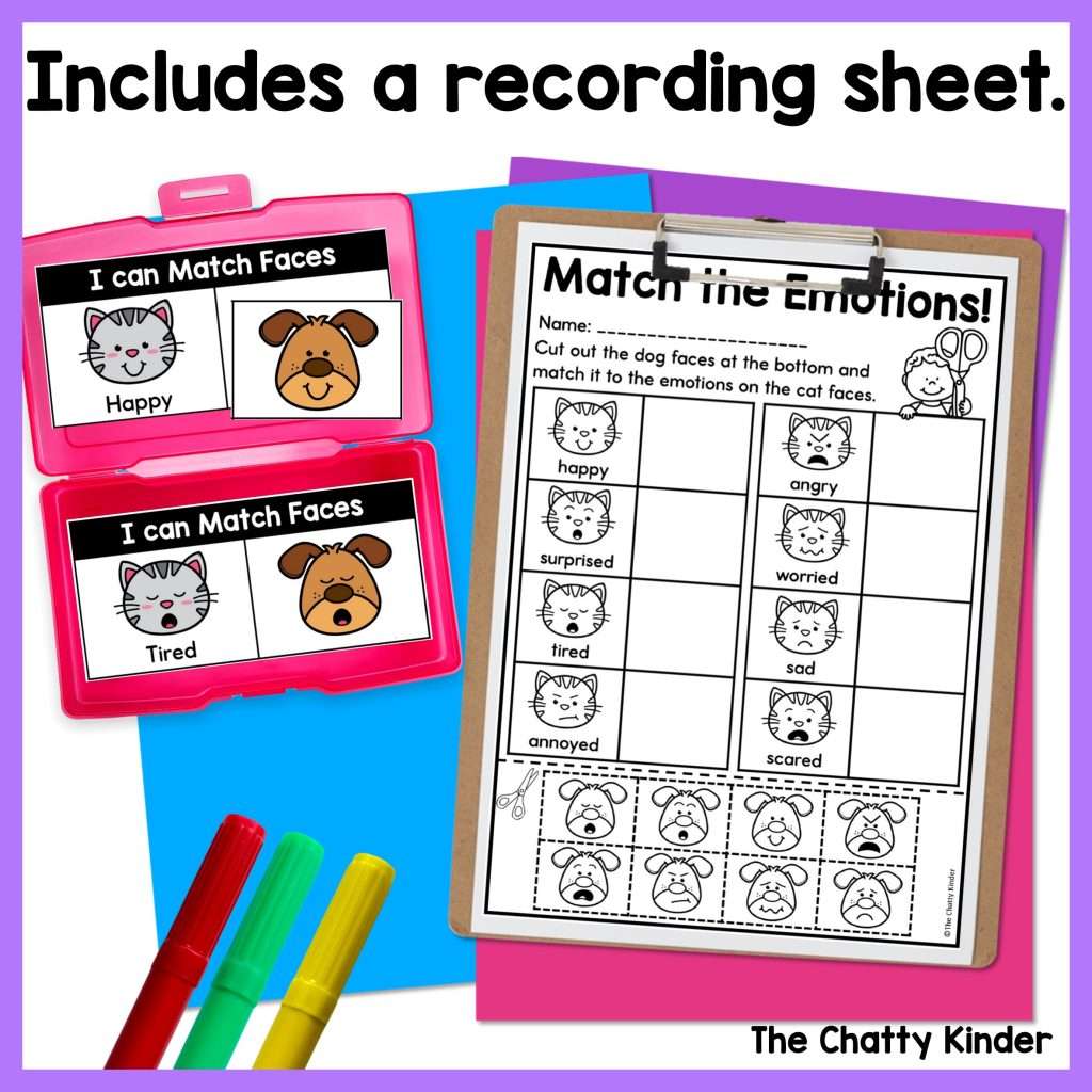 Matching Emotions and Faces - Kindergarten Back to School SEL Center ...
