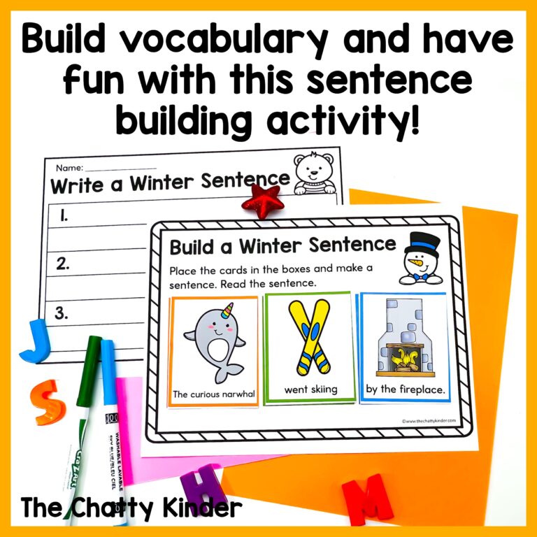 Winter Sentence Building Activity - Kindergarten Literacy Center - The ...
