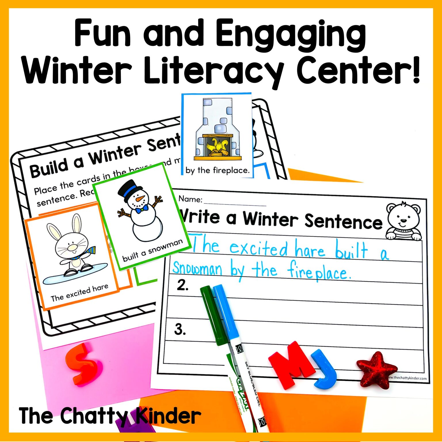 Winter Sentence Building Activity - Kindergarten Literacy Center - The ...