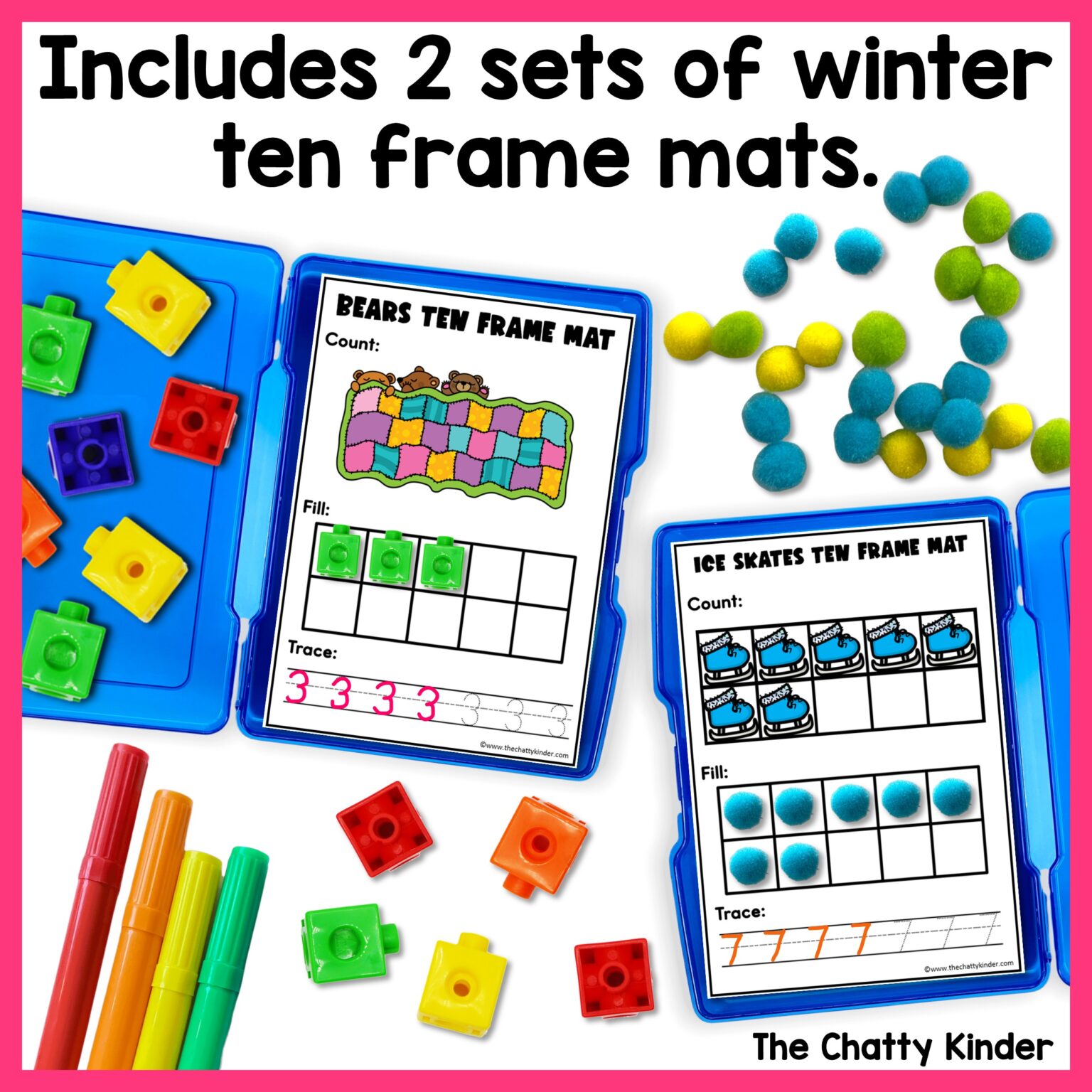 Winter Subitizing and Ten Frame Mats Center - Kindergarten Winter Math ...