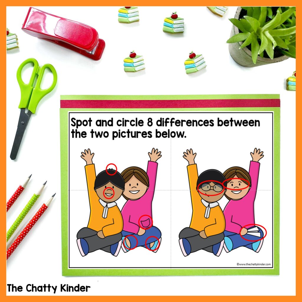 Back to School Spot the Difference Activity - Visual Discrimination ...