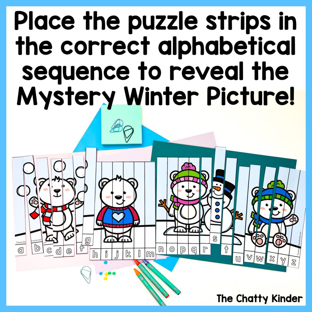 Winter Themed A-Z Sequencing Puzzles | Kindergarten Literacy Center ...