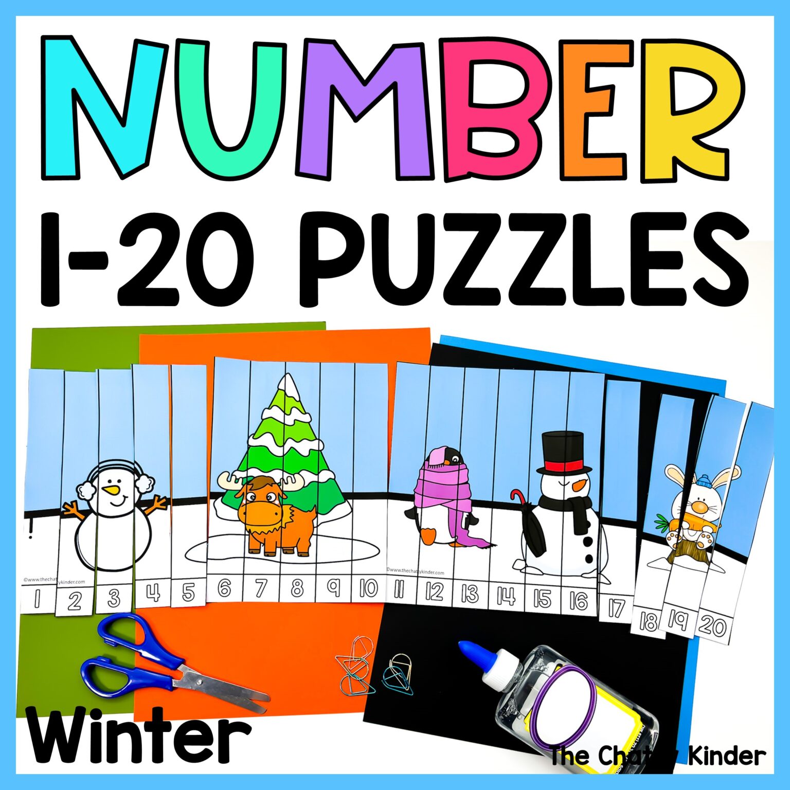 Winter 1 to 20 Number Puzzles - Number Sequencing - Kindergarten Math ...