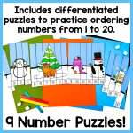 Winter 1 to 20 Number Puzzles - Number Sequencing - Kindergarten Math ...