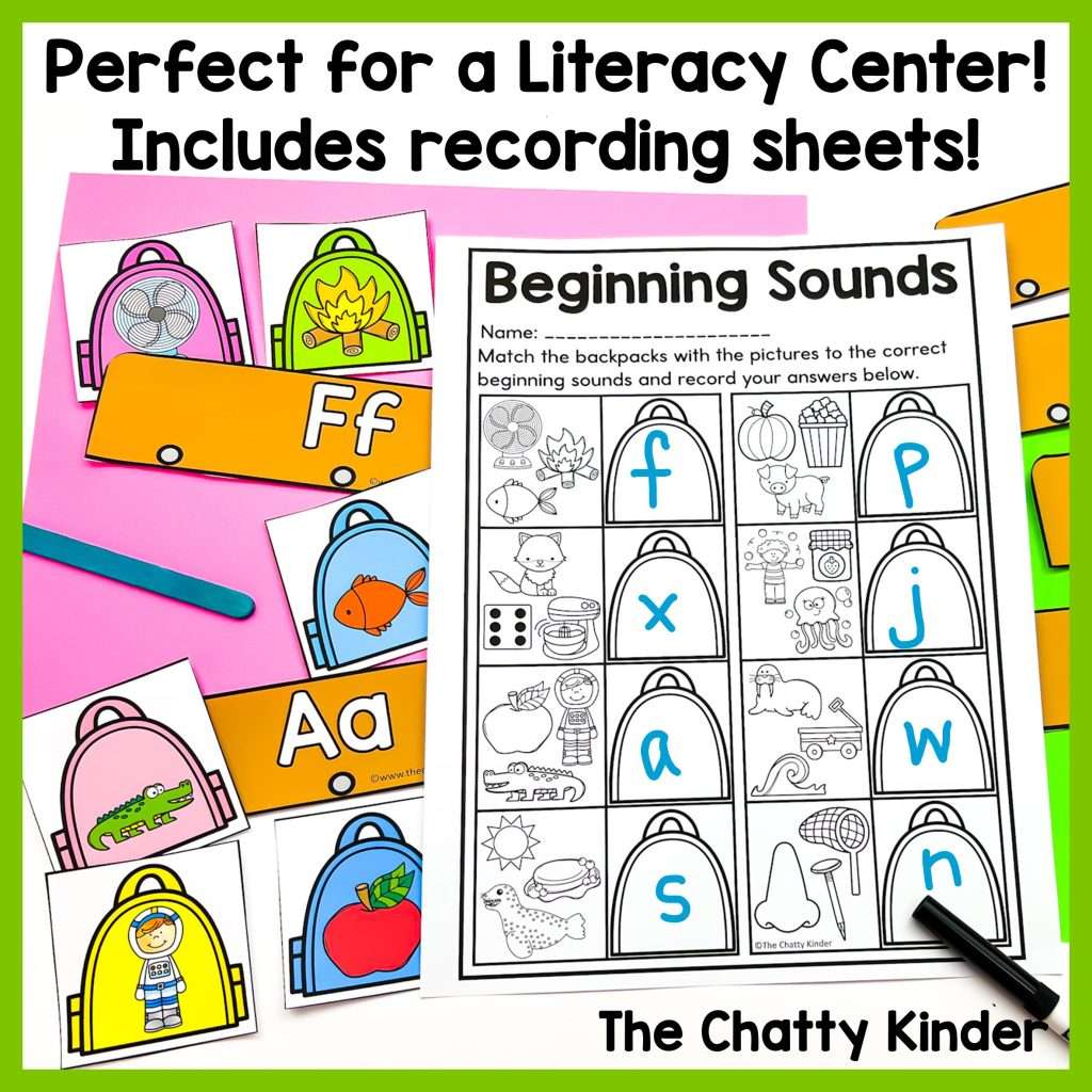 Beginning Sounds Craft Activity - Kindergarten Back to School Literacy ...
