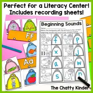 Beginning Sounds Craft Activity - Kindergarten Back to School Literacy ...