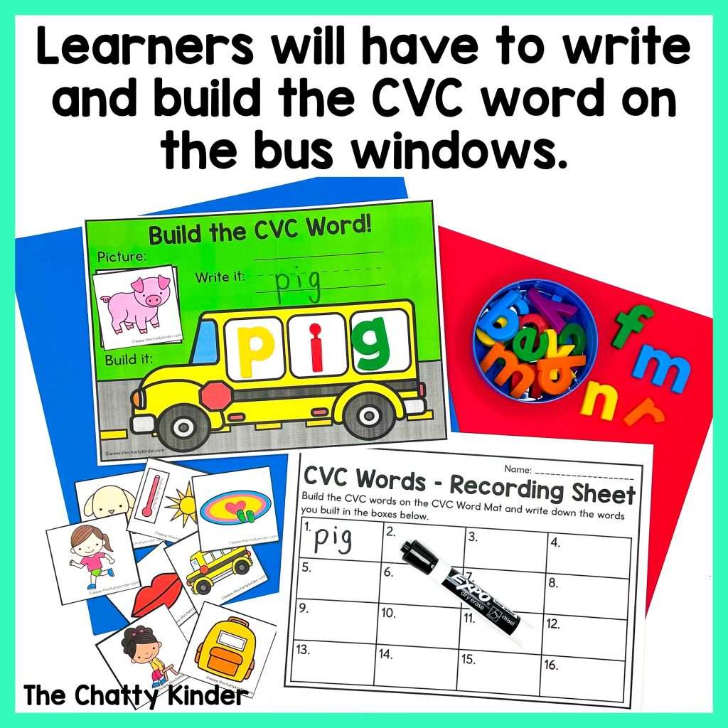 CVC Word Building Mat - Kindergarten Back to School Literacy Center ...