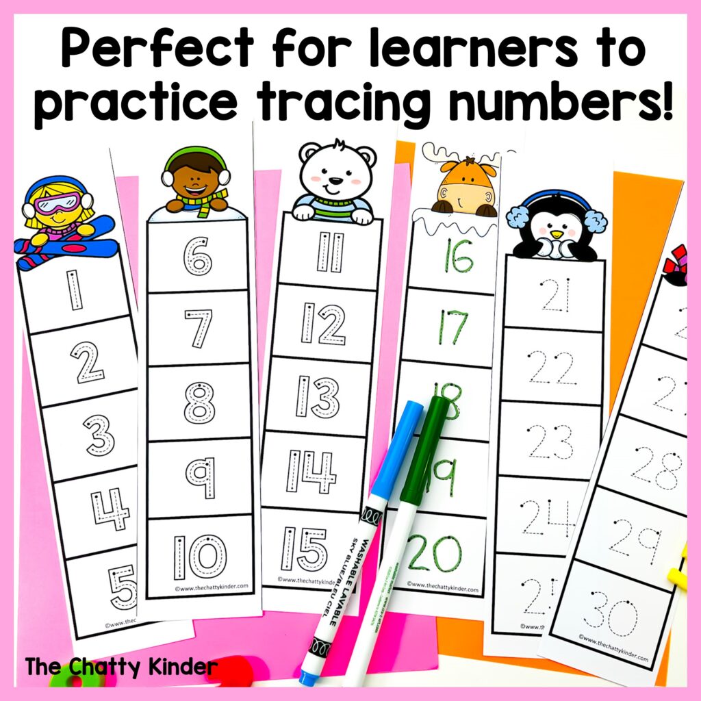 Winter Kindergarten Number Tracing Cards | Math and Handwriting Center ...