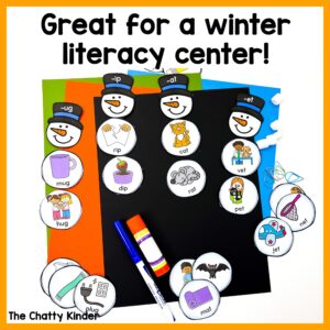 Winter Themed Rhyming Center - Snowman Rhyming Word Families - The ...