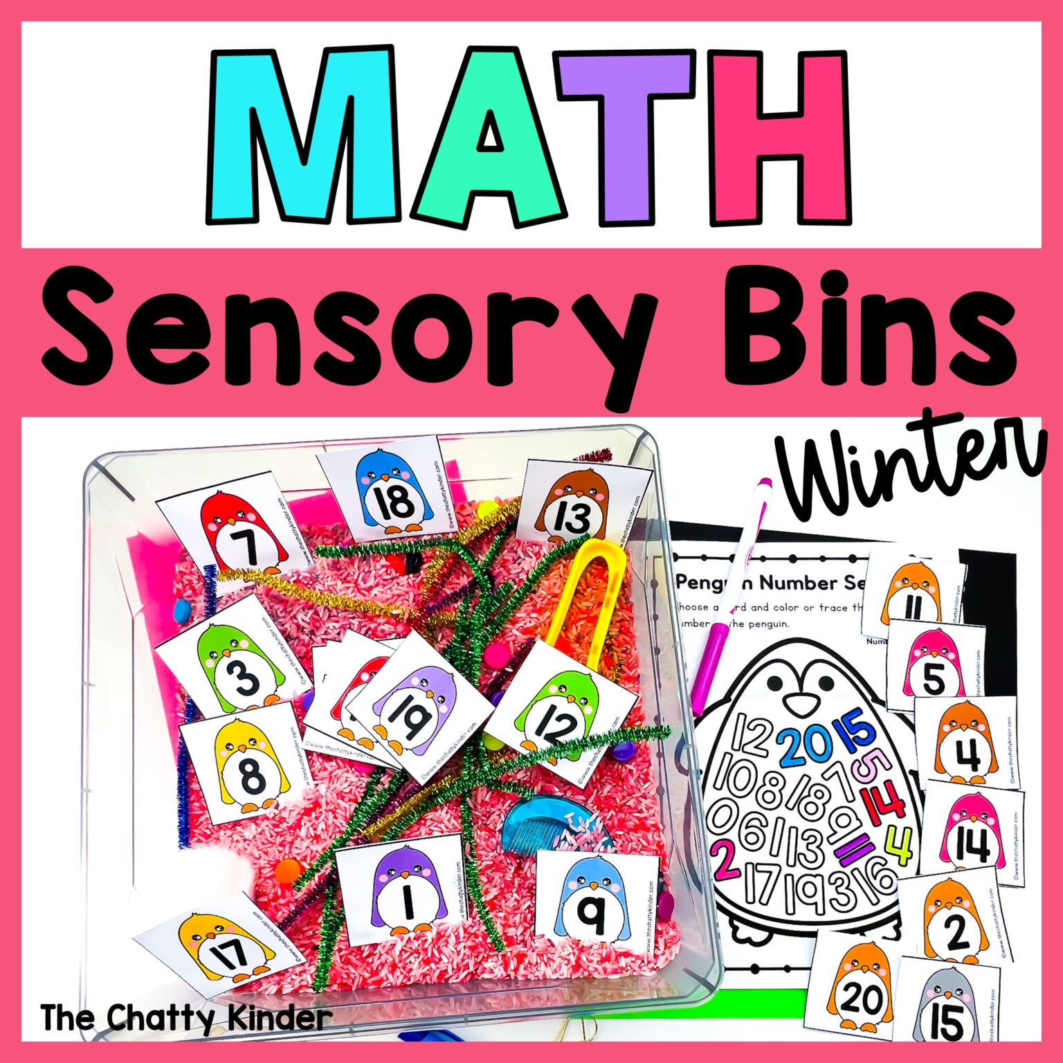 Penguin Winter Themed Math Sensory Bins Word Search Activity - The ...