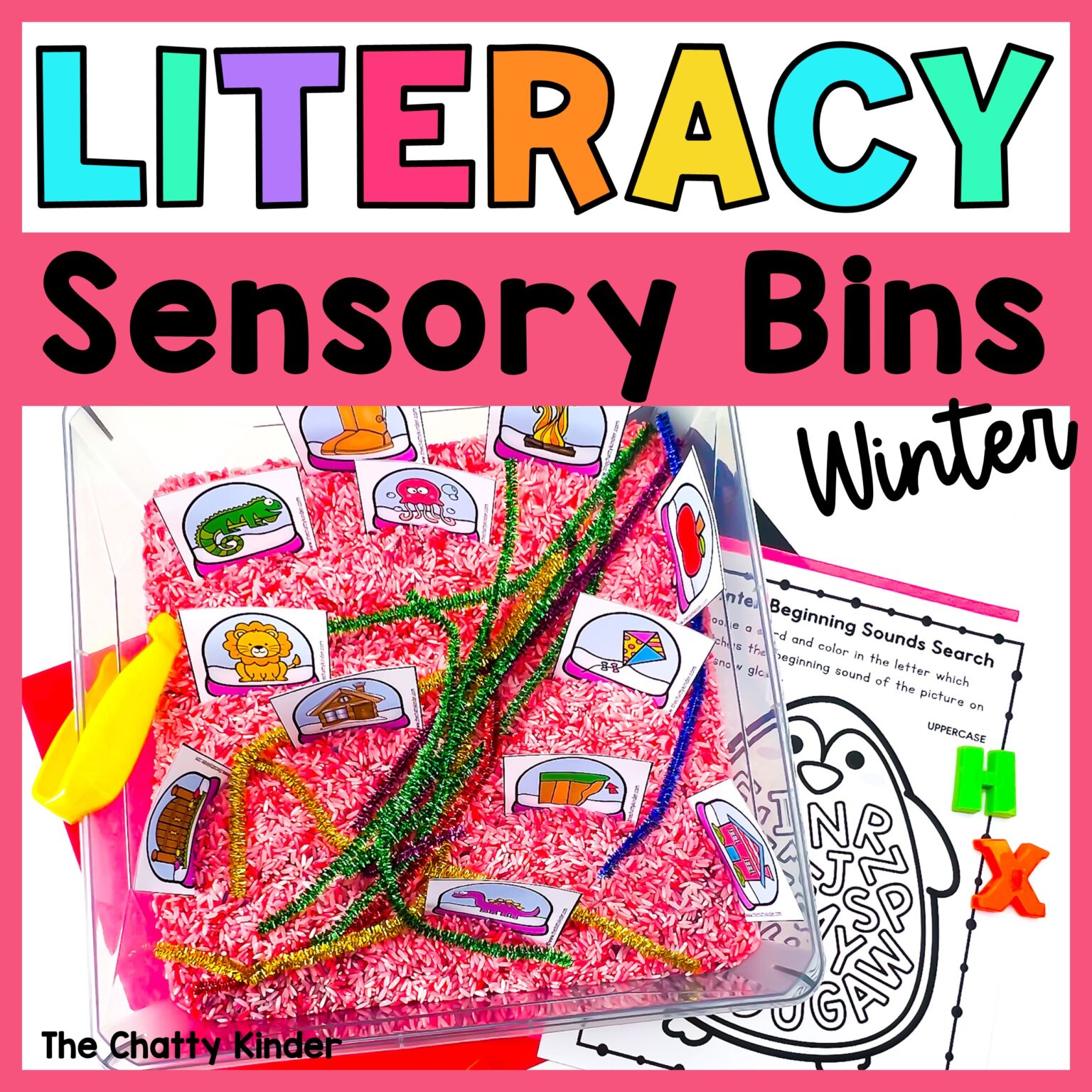 Winter Theme Kindergarten Literacy Sensory Bins | Word Search Activity ...