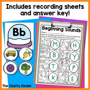 Winter Beginning Sounds Match-Up l Letters of the Alphabet Center Craft ...