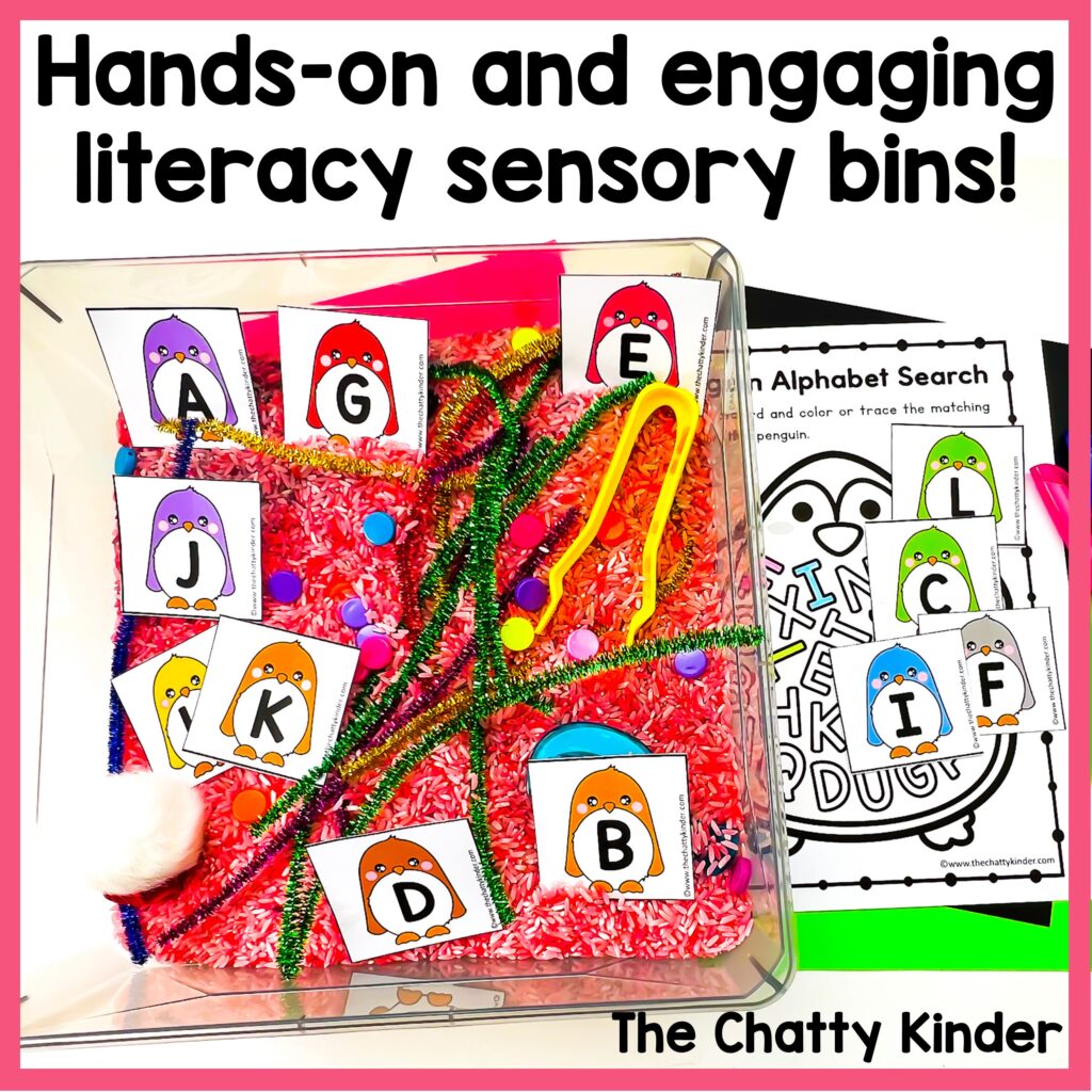 Winter Theme Kindergarten Literacy Sensory Bins | Word Search Activity ...