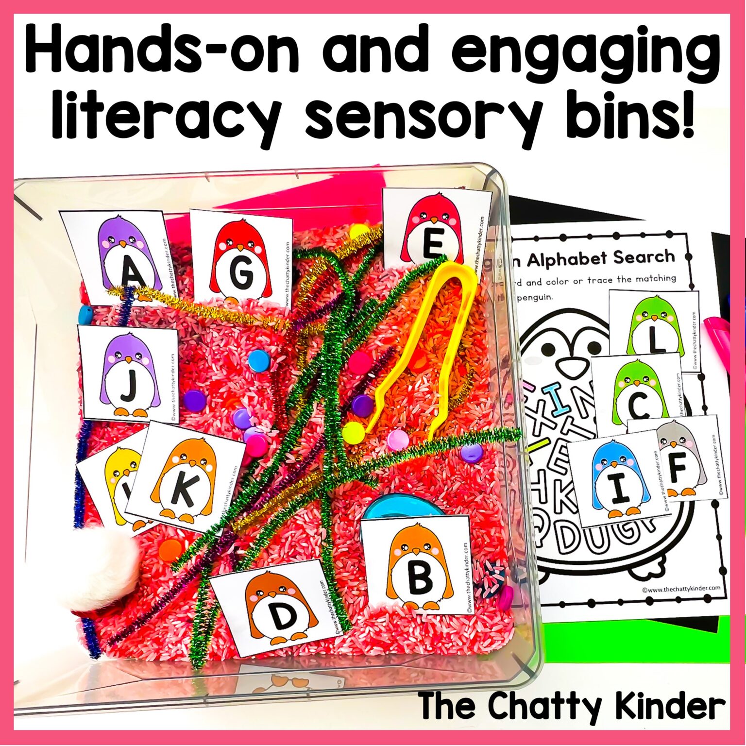 Winter Theme Kindergarten Literacy Sensory Bins | Word Search Activity ...