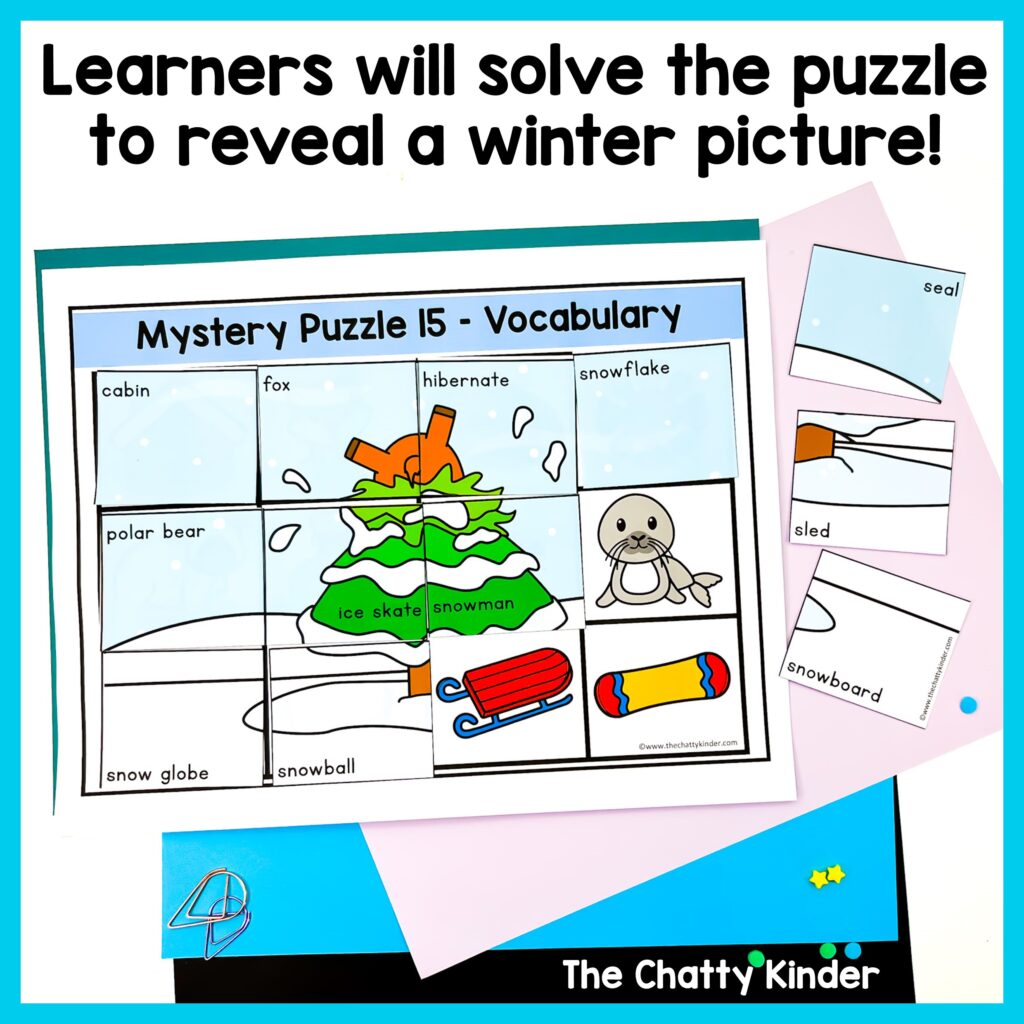 Winter Literacy Puzzles - Kindergarten Mystery Picture Puzzles - The ...