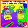 Syllable Sorting Activity - Kindergarten Back to School Literacy Center ...