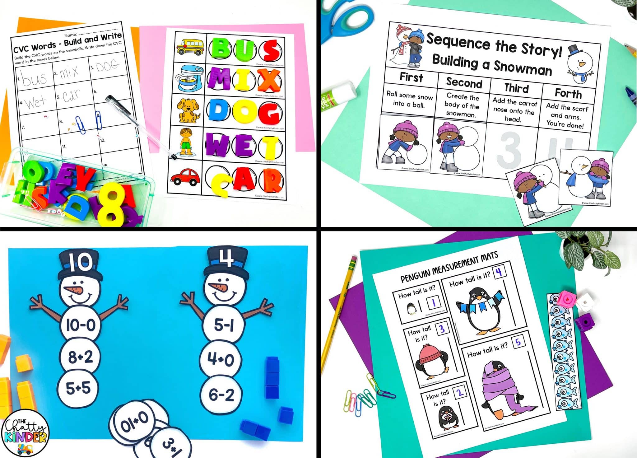 Kindergarten Winter Math and Literacy Centers - Hands-On Winter ...