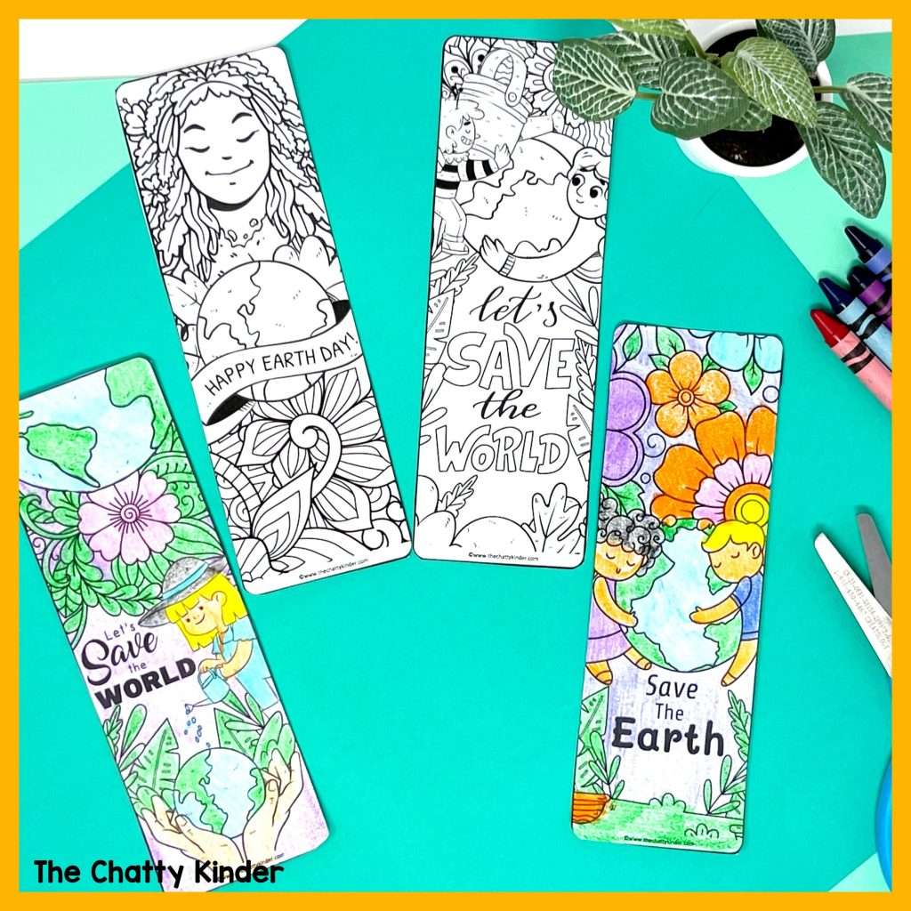 Earth Day Bookmarks - Coloring Printable - The Chatty Kinder