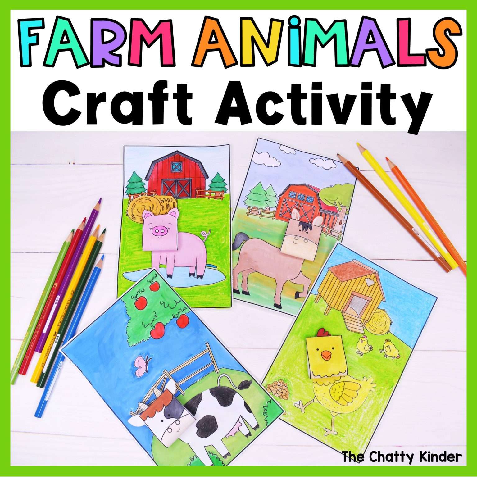 What is in this Farm Animals Craft Activity printable? - The Chatty Kinder