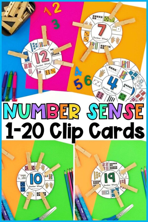 Number Sense Activities for Kindergarten - Numbers 1 to 20 Clip Cards ...