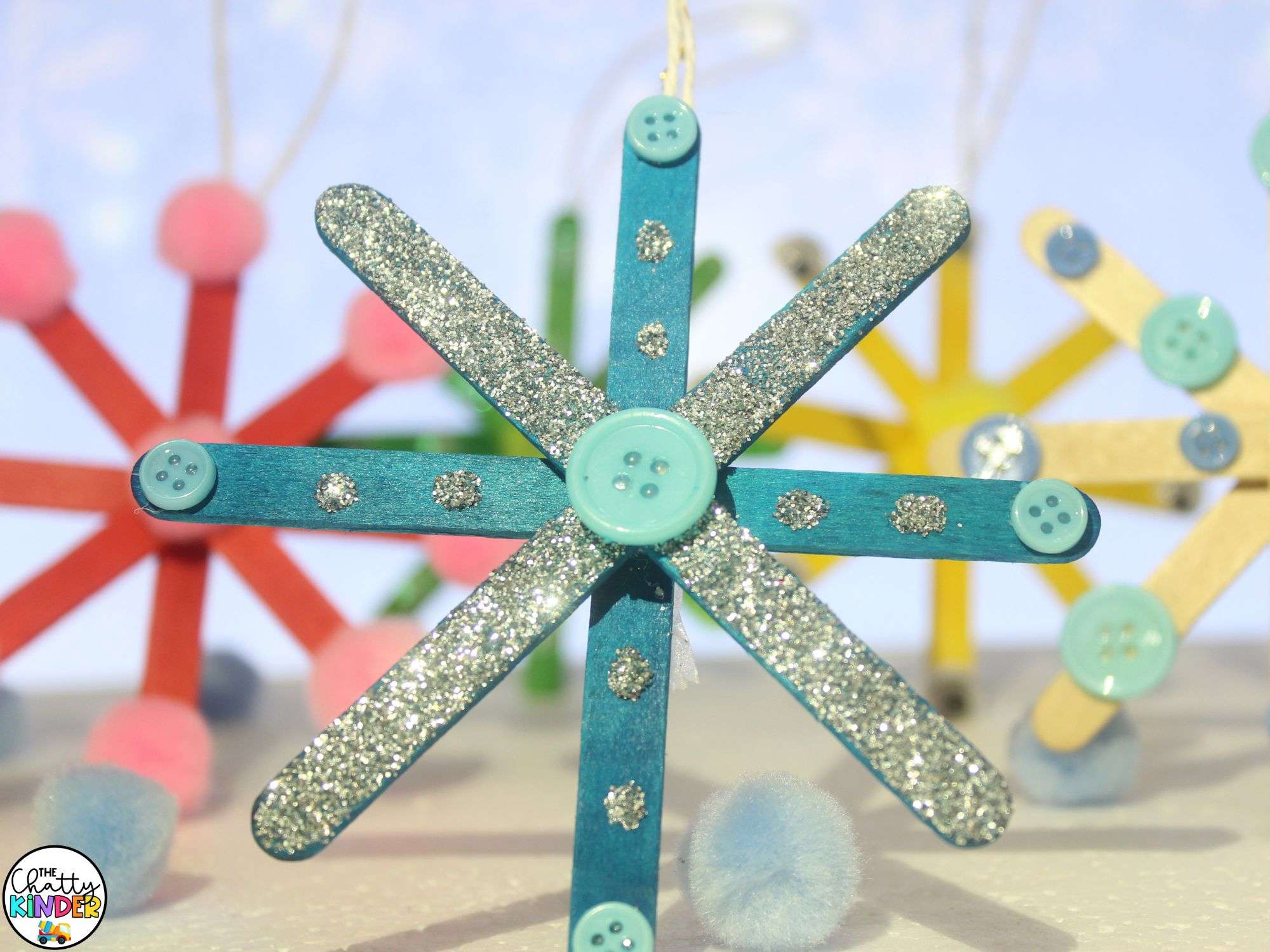 Cute and Sparkly Snowflake Popsicle Stick Winter Fine Motor Craft - The ...