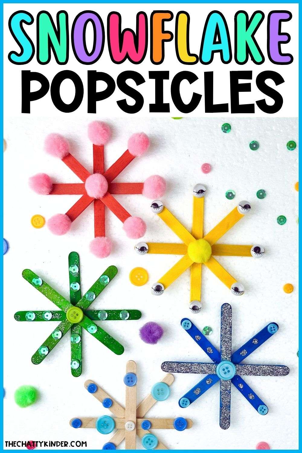 Cute and Sparkly Snowflake Popsicle Stick Winter Fine Motor Craft - The ...